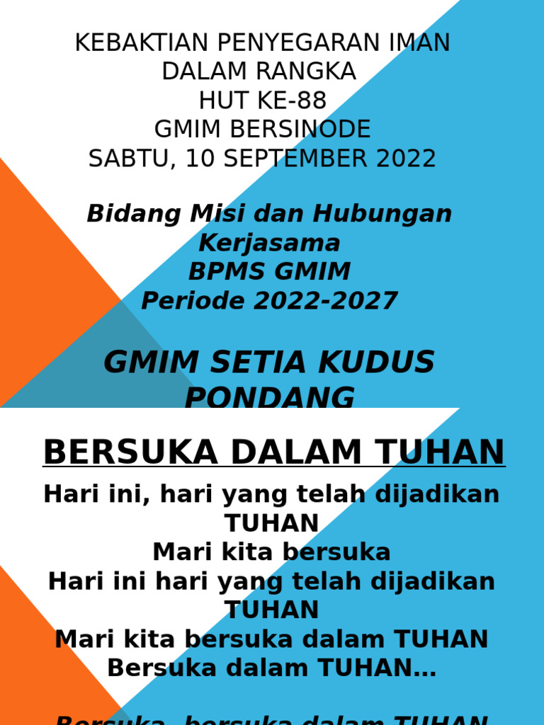 Kpi Serentak Hut Ke 88 Gmim Bersinode Tahun 2022 | PDF | Agama ...