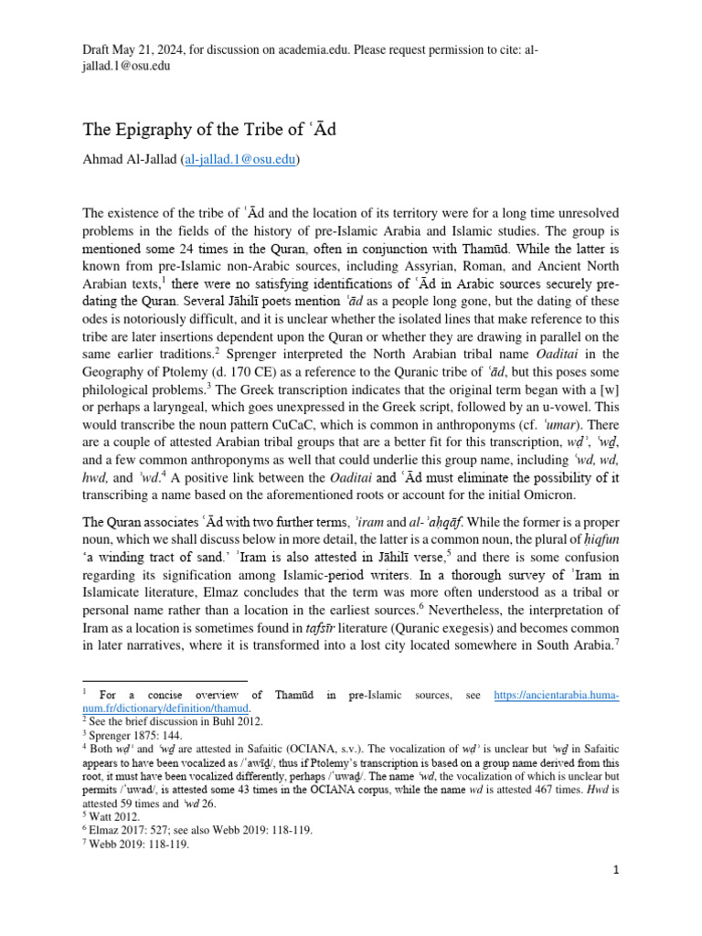 Al Jallad Draft The Epigraphy of The Tri | PDF | Linguistics