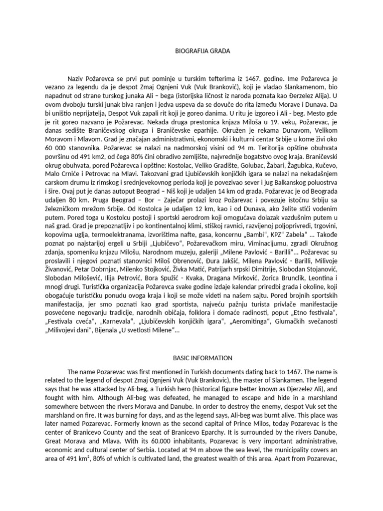 Biografija Grada | PDF | Serbia