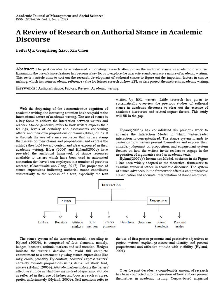 Authorial Stance in Academic Writing | PDF | Linguistics | English Language
