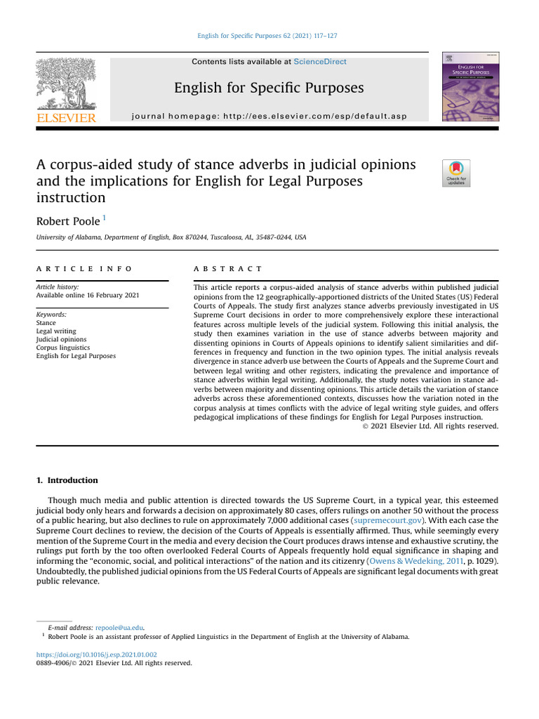 Stance Adverbs in Judicial Opinions | PDF | Judgment (Law) | Supreme ...