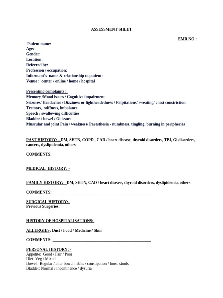 CMO's Assessment Template | PDF | Traumatic Brain Injury | Epilepsy