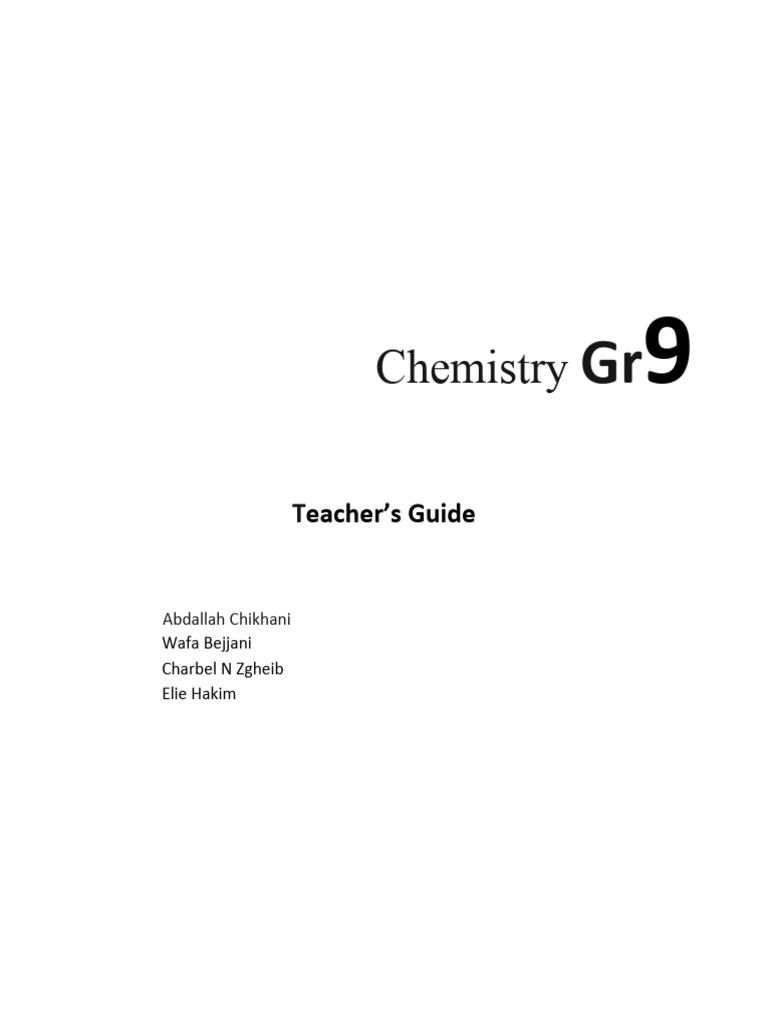 Grade 9 Chemistry Teacher's Guide | PDF | Ion | Atoms