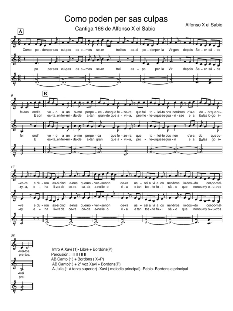 Como Poden Per Sas Culpas - Alfonso X El Sabio | PDF