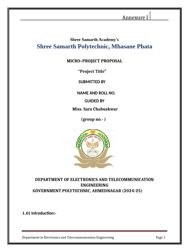 Microproject Proposal Format | PDF