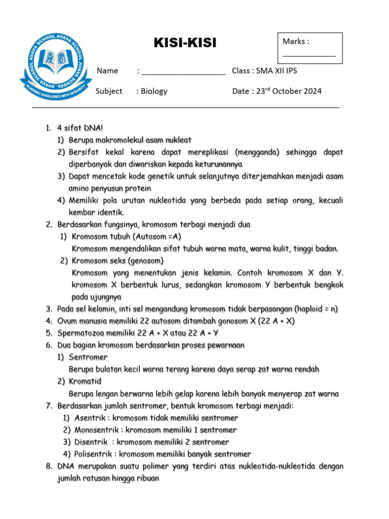 0 - Kisi Kisi MT Bio 12 Ips | PDF