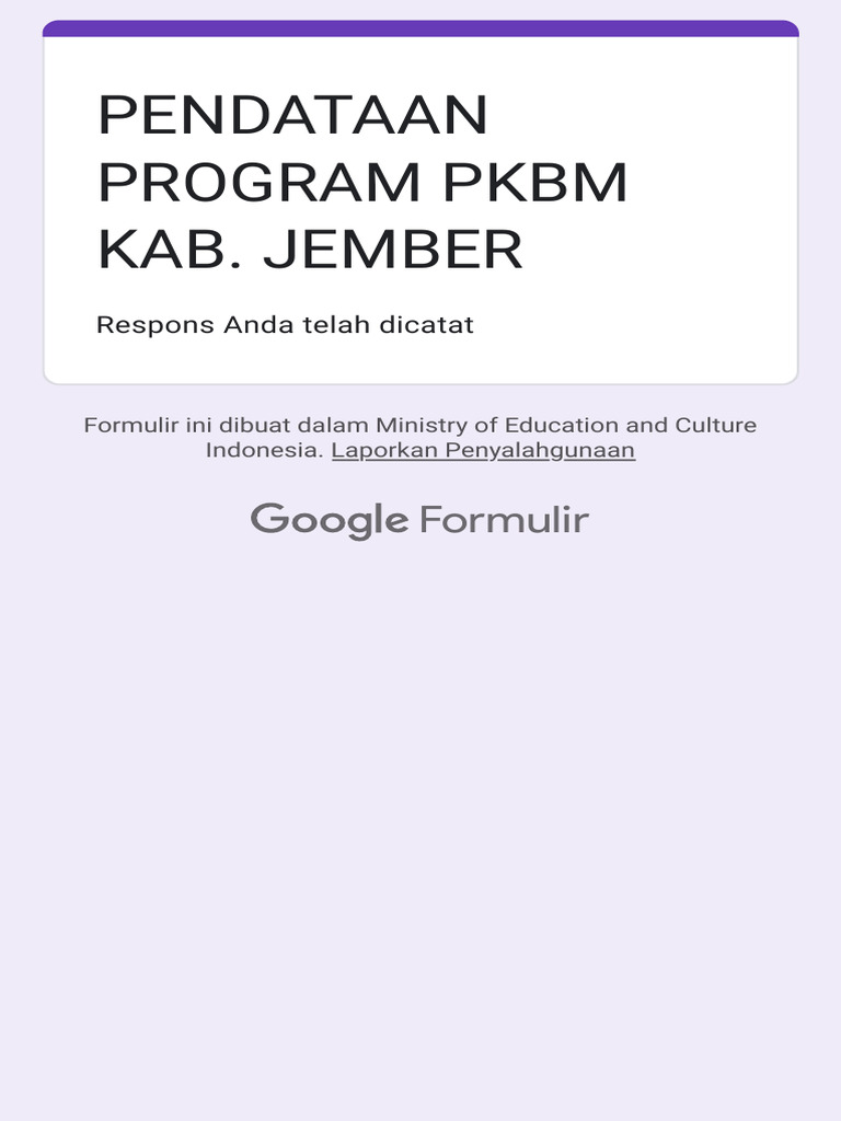 Pendataan Program PKBM Kab. Jember | PDF