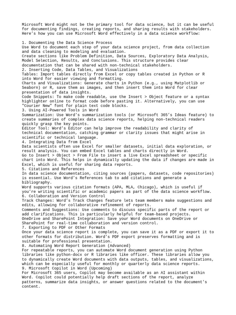 Microsoft Word for Data Science Documentation | PDF | Microsoft Word ...
