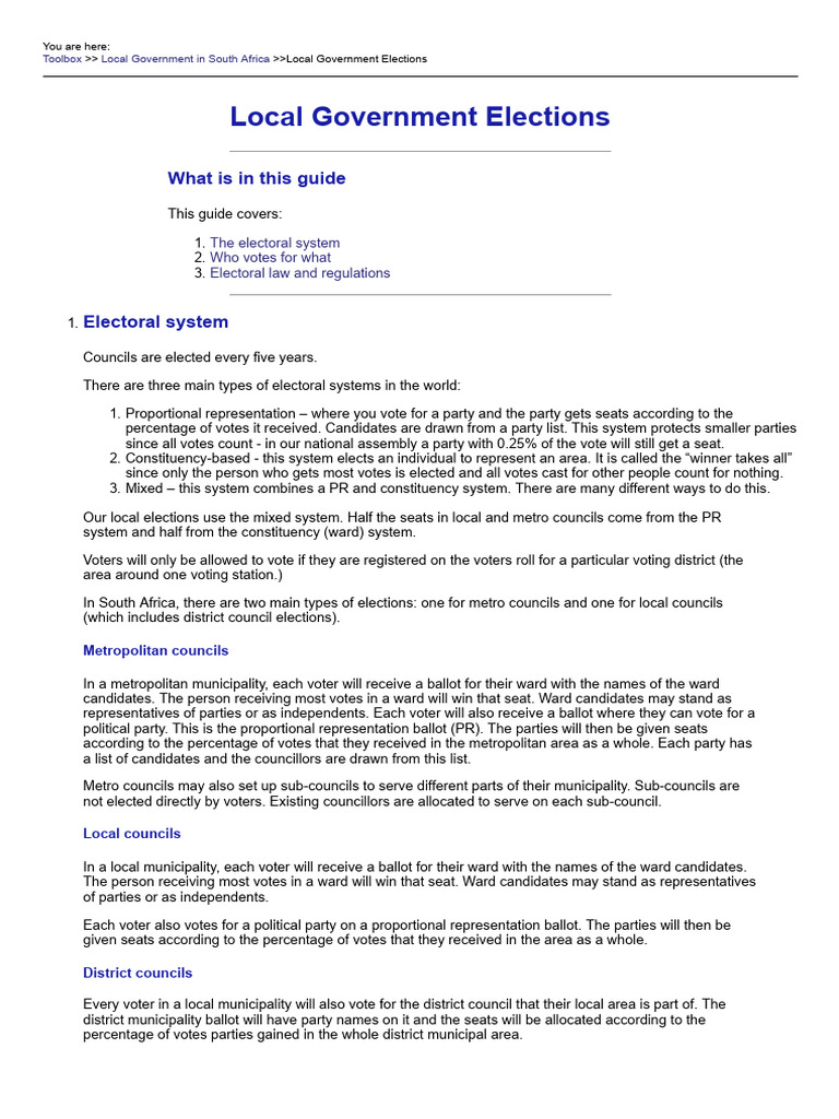Local Government Elections | PDF | Electoral District | Voting