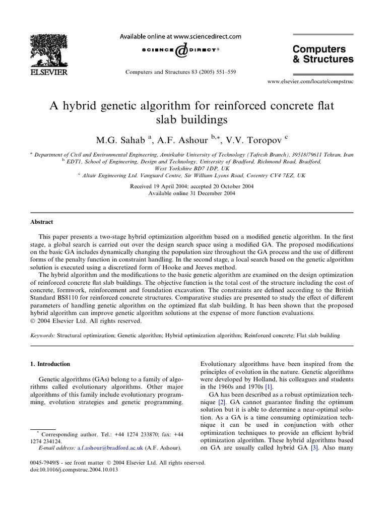 A Hybrid Genetic Algorithm For Reinforced Concrete Flat | PDF | Mathematical Optimization ...