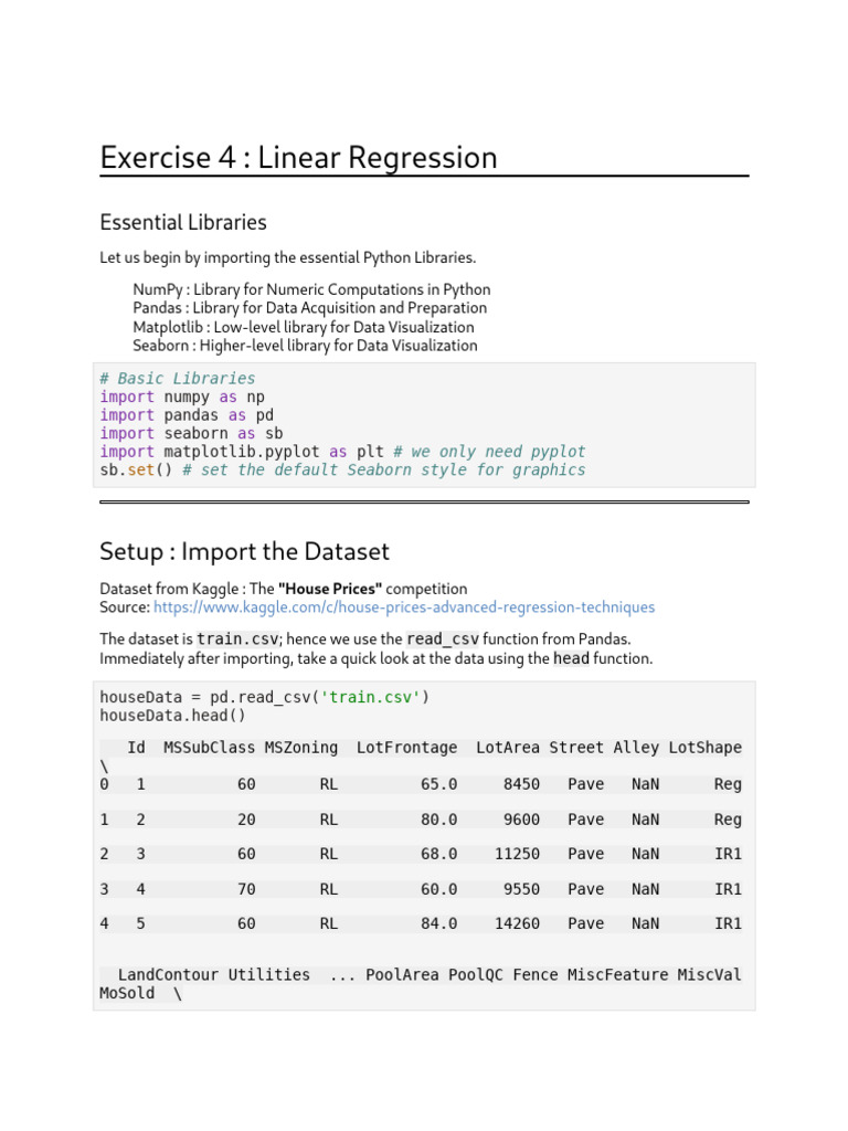 Exercise4 Solution | PDF | Dependent And Independent Variables | Linear Regression