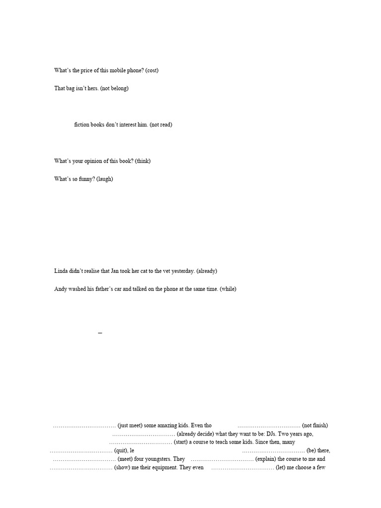 Mixture Grammar Exercises | PDF | Sentence (Linguistics) | Grammatical ...