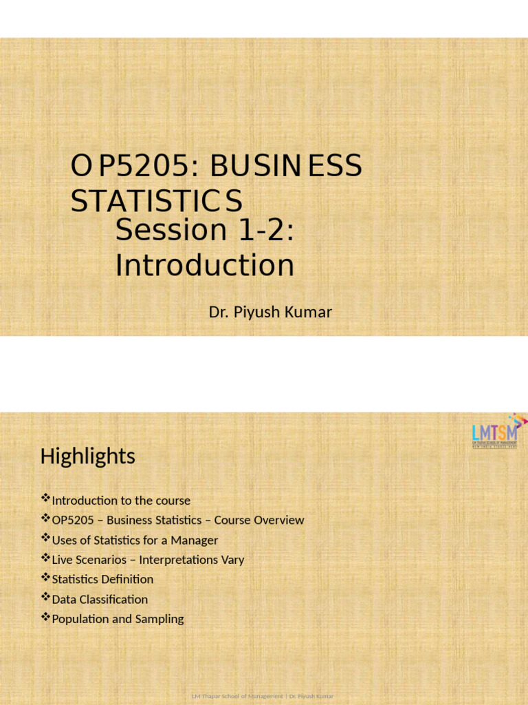 S1 3 BusStats_Intro | PDF | Level Of Measurement | Statistics