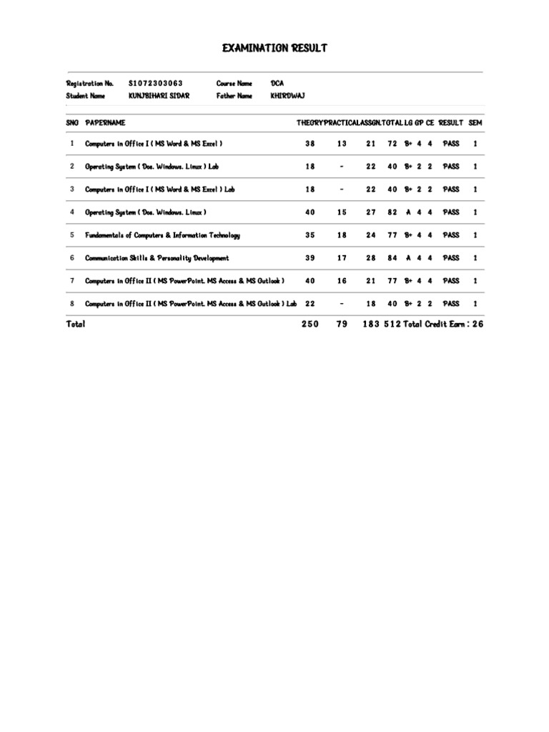 Kunjbihari Dca Result | PDF