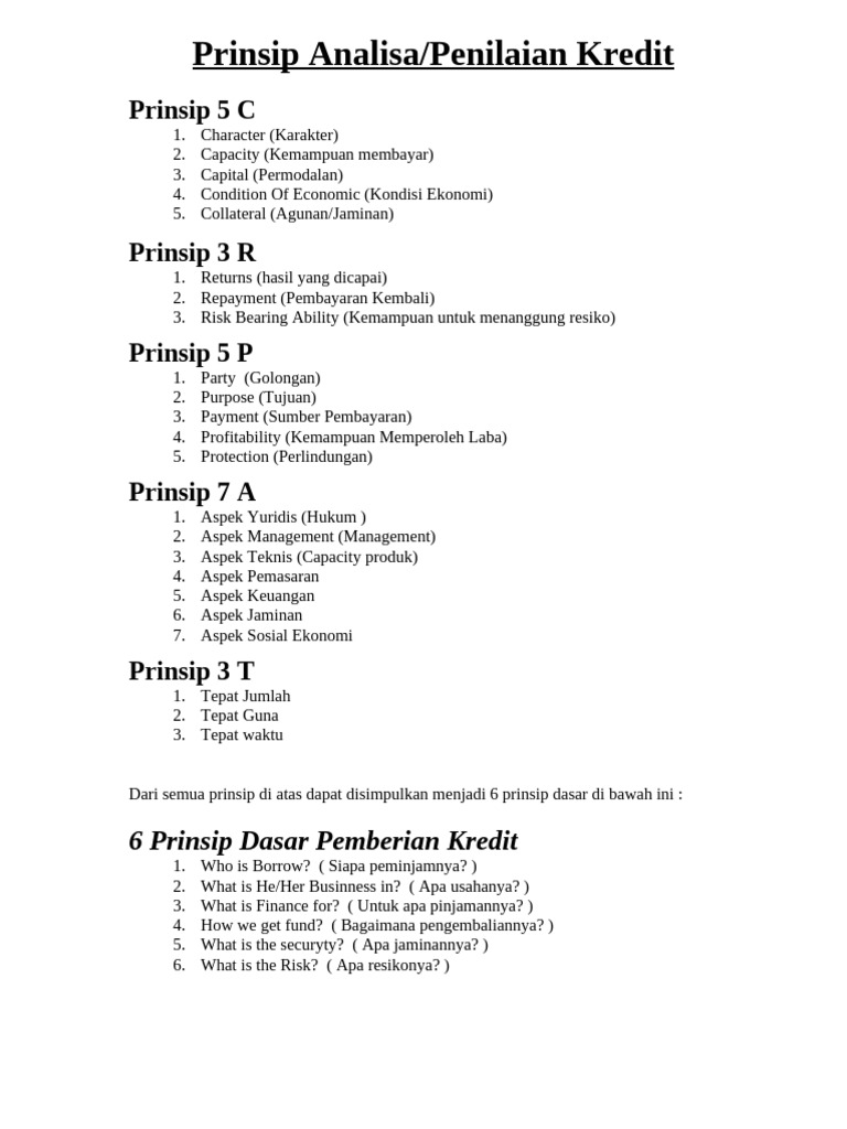 Prinsip Penilaian Calon Debitur | PDF