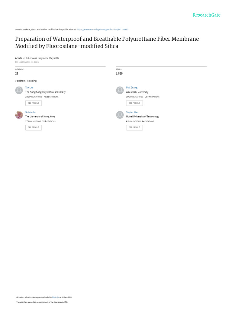 Preparation of Waterproof and Breathable Polyurethane Fiber Membrane ...