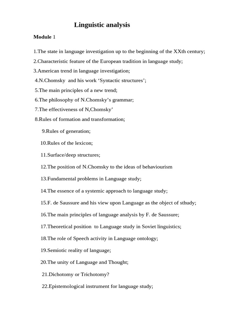 Linguistic Analysis Module 1 | PDF
