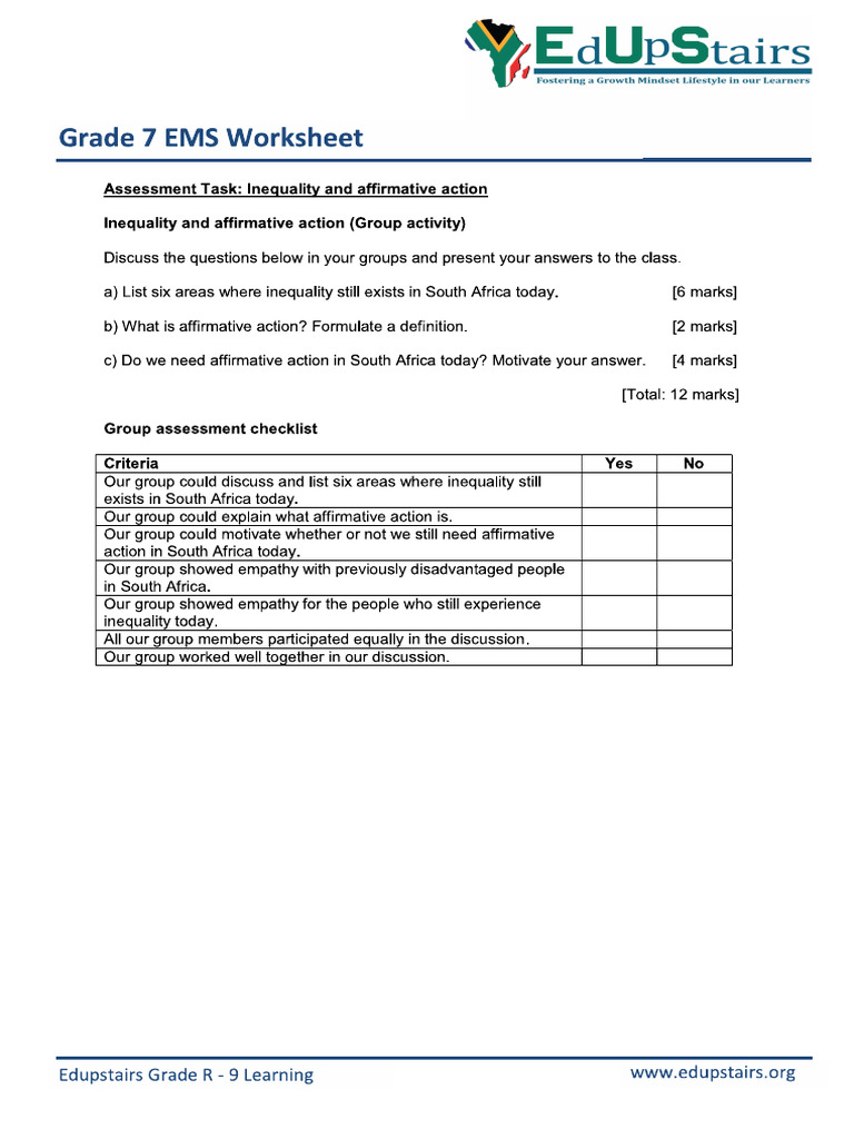 EMS gr7 Worksheet | PDF