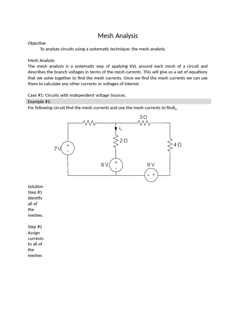 Mesh Analysis | PDF | Electrical Engineering | Electricity