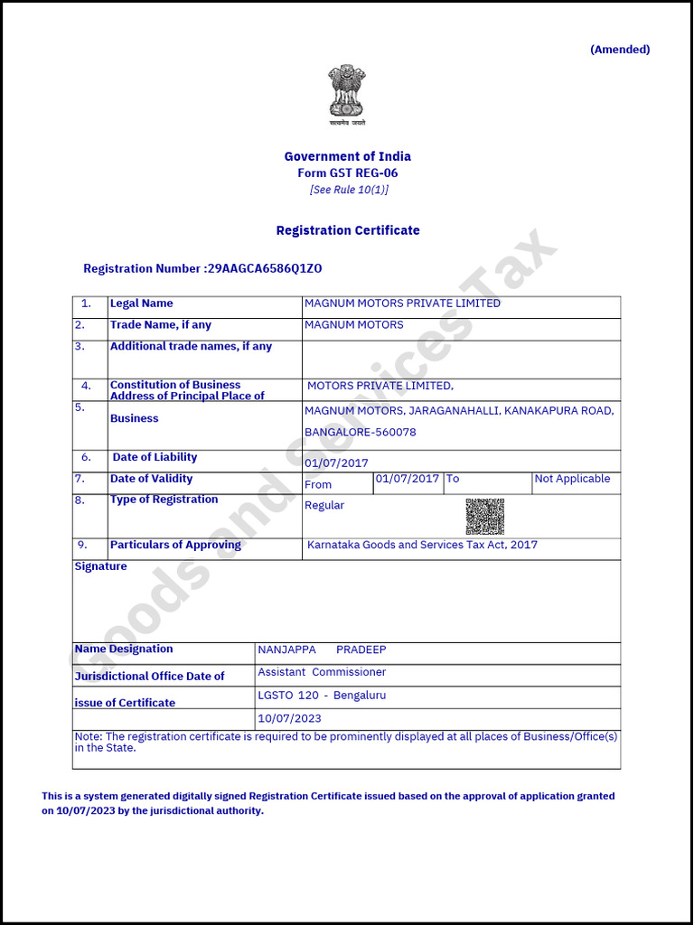 GST Registration Certificate Details | PDF | Government | Justice