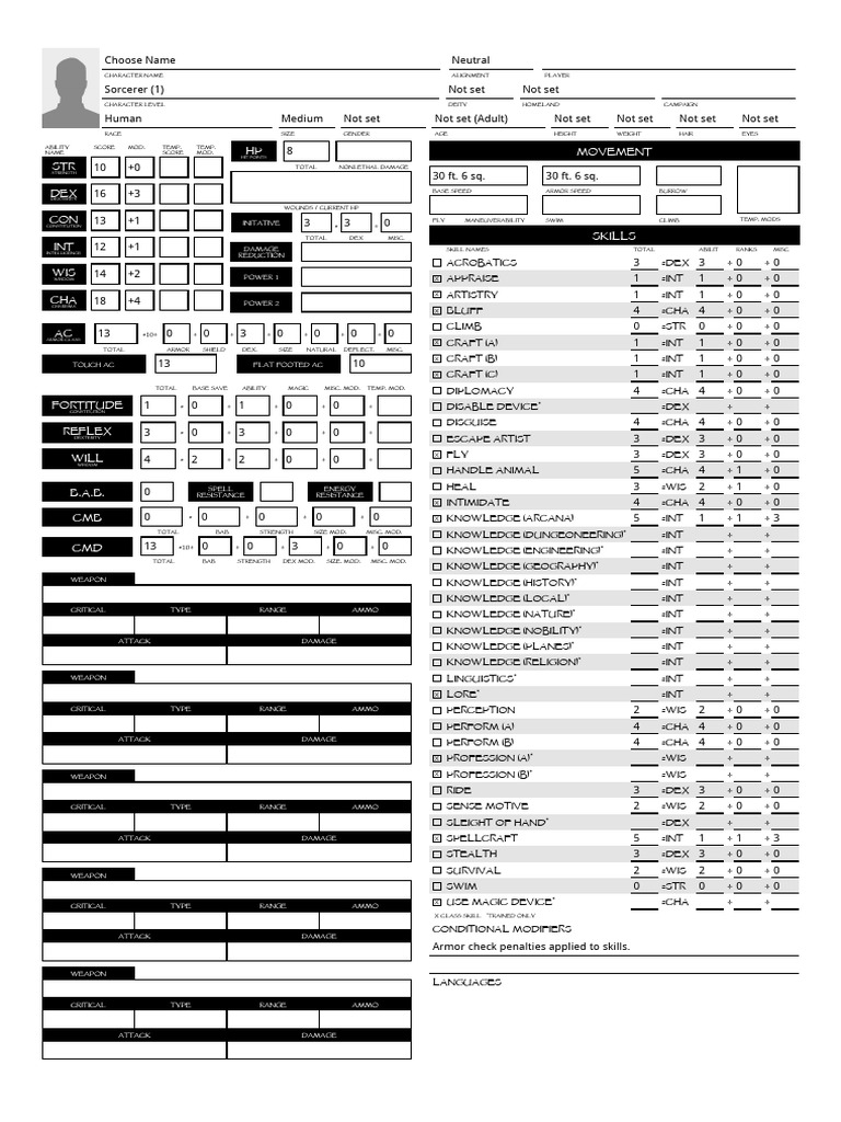 Character Sheet Goblin Druid | PDF | D20 System