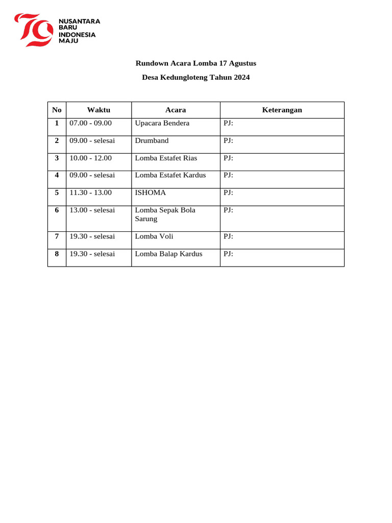 Rundown Acara Lomba 17 Agustus | PDF