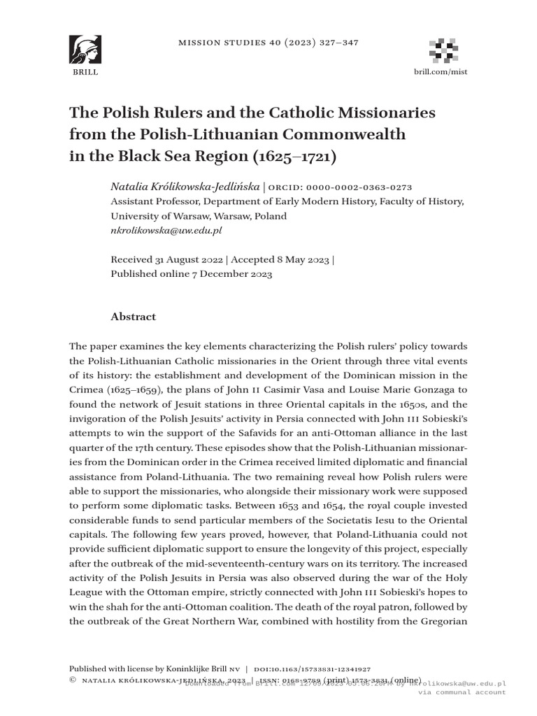 The Polish Rulers and The Catholic Missi | PDF | Ottoman Empire ...