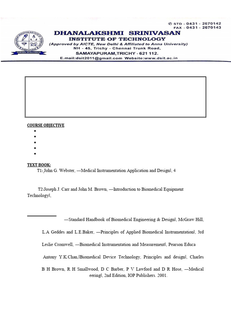 BM8601 Dte-1 Lesson Plan | PDF | Electroencephalography | Electrocardiography