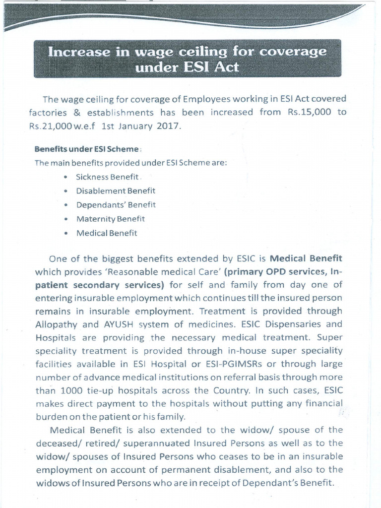 ESI Benefits | PDF