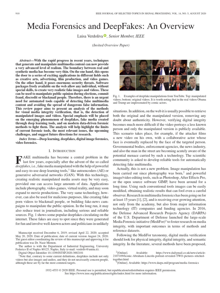 Print Media Forensics and DeepFakes An Overview | PDF | Data Compression | Deep Learning