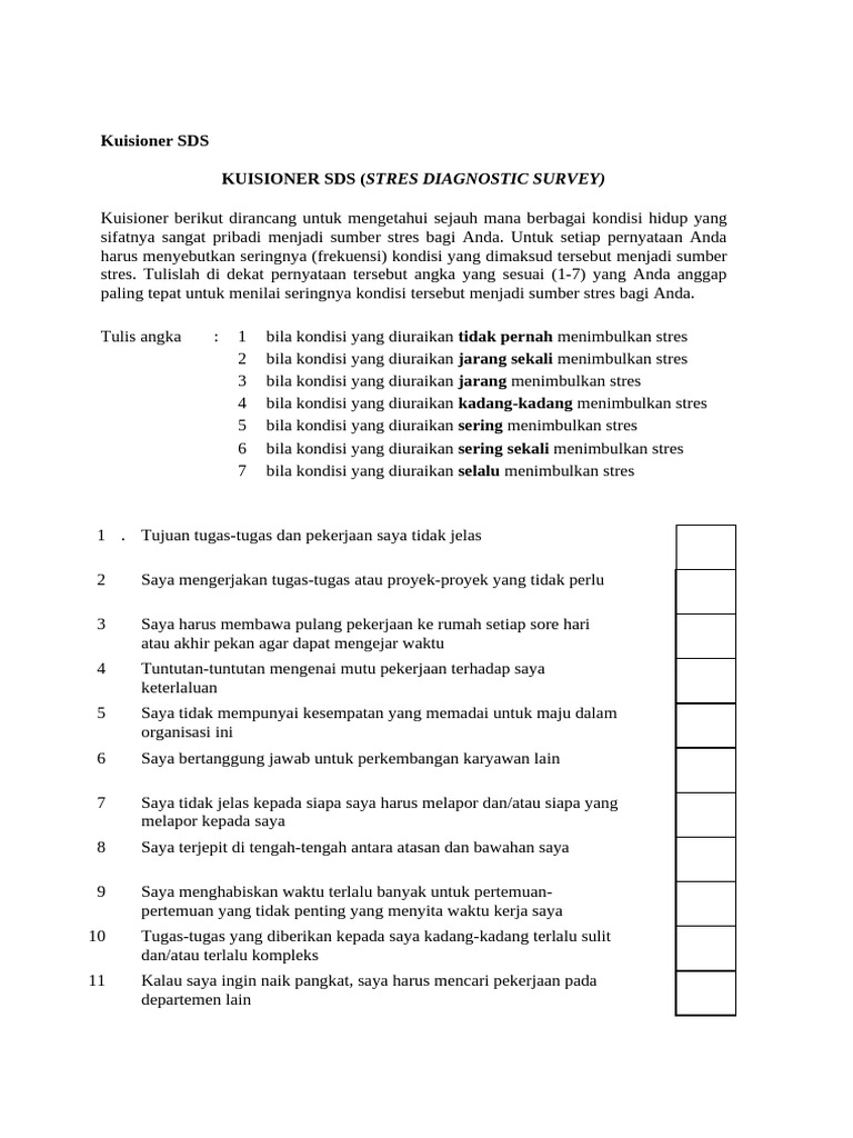 Instrumen Stres Tempat Kerja | PDF