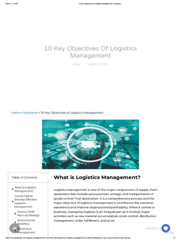 10 Key Objectives of Logistics Management | PDF | Logistics | Supply Chain