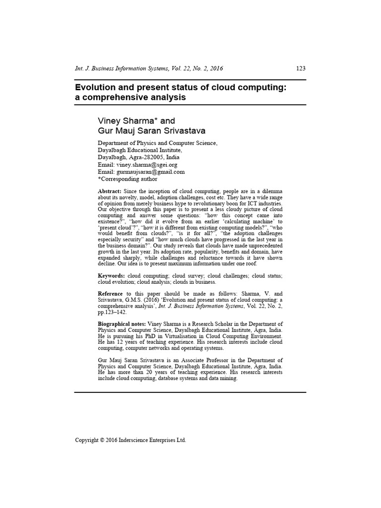 Evolution and Present Status of Cloud Computing | PDF | Cloud Computing | Grid Computing