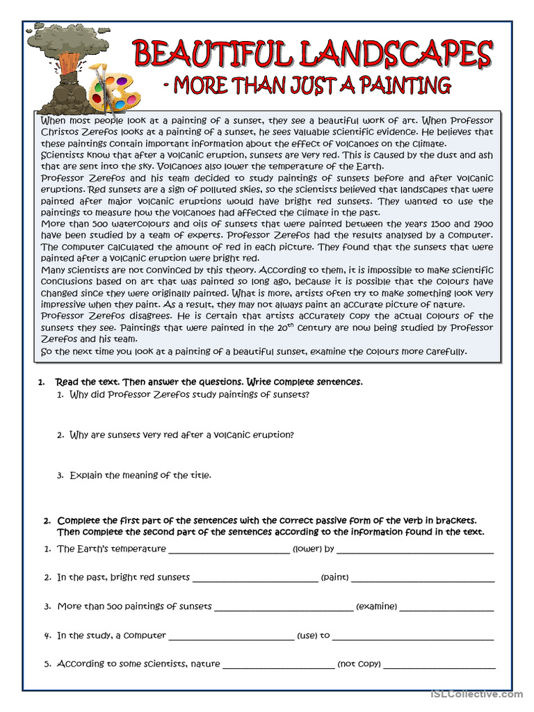 Reading - Beautiful Landscapes | PDF | Volcano | Types Of Volcanic ...