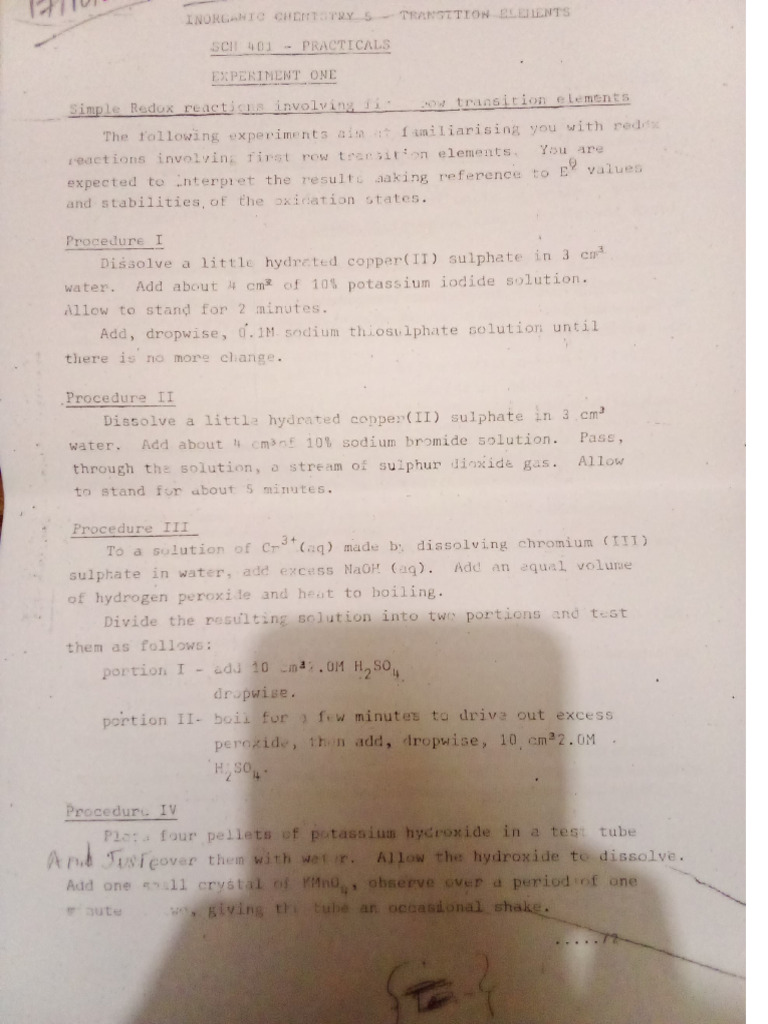 Lab Manual SCH 401 | PDF