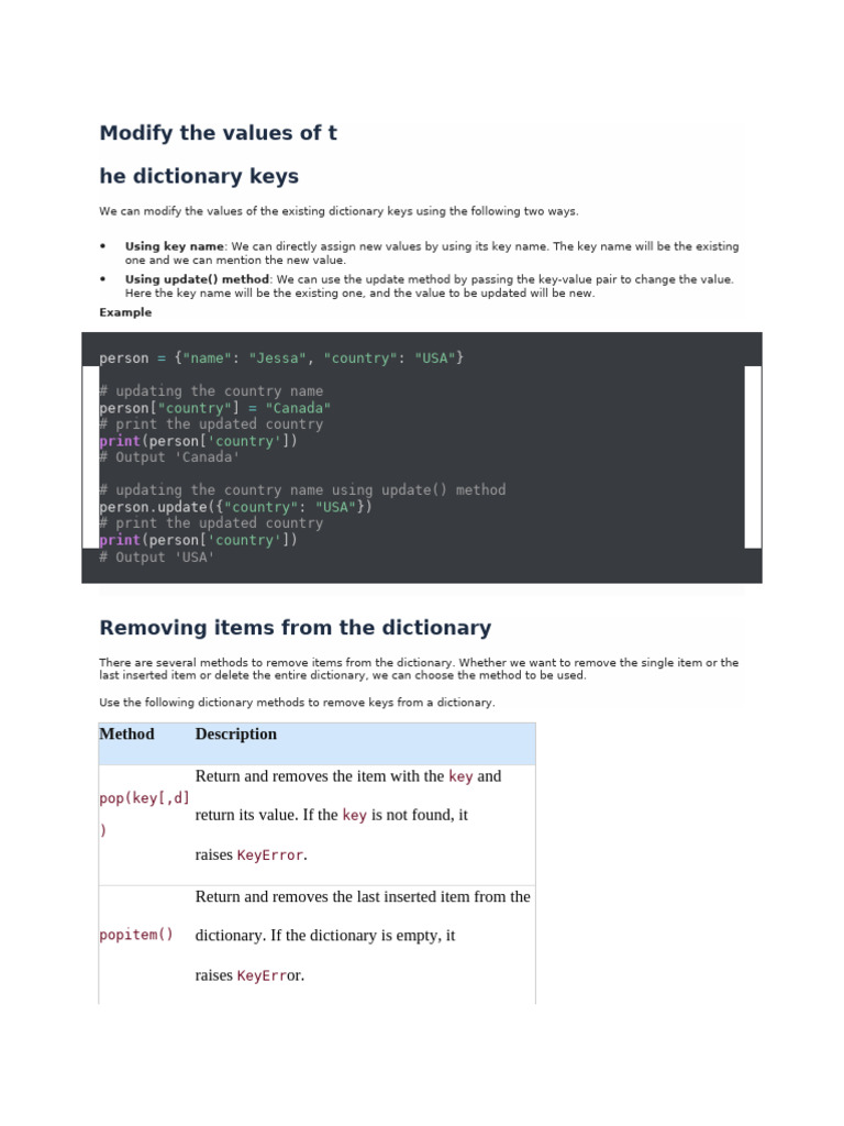 Modify The Values of The Dictionary Keys Day 2 | PDF | Computer Science | Programming Paradigms
