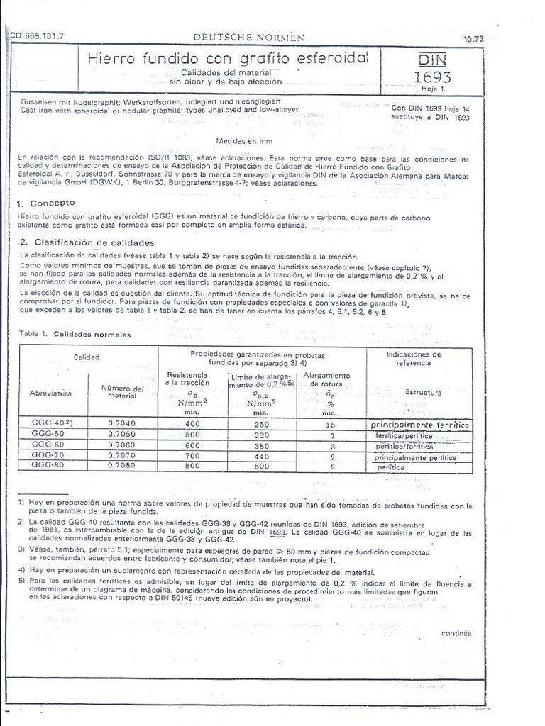 DIN 1693 Fundición Esferoidal | PDF