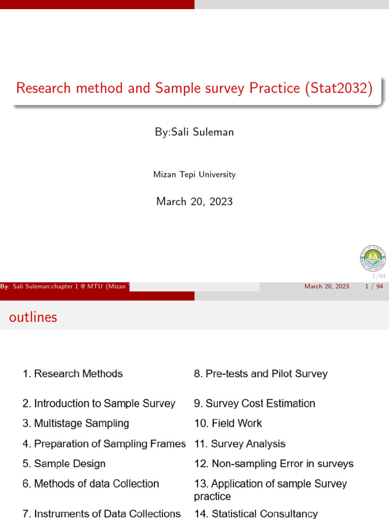 Research Methods Overview | PDF | Sampling (Statistics) | Statistics