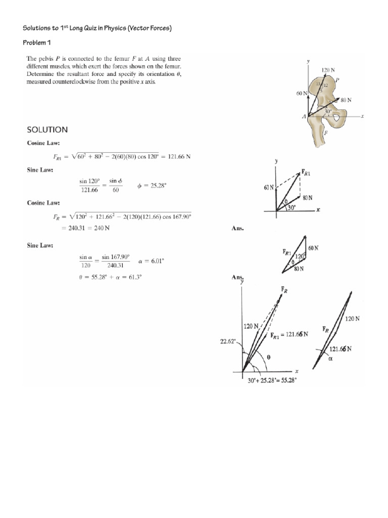 Solutions To 1st Long Quiz in Physics | PDF