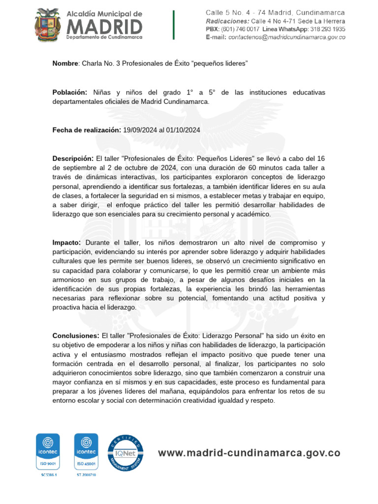 Tall - Prof - Exito - Primaria - Pequeños Lideres - 2 | PDF | Liderazgo | Desarrollo personal