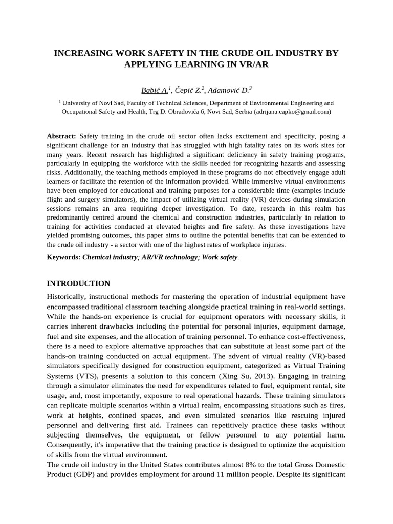 Enhancing Crude Oil Safety with VR/AR Training | PDF | Virtual Reality ...