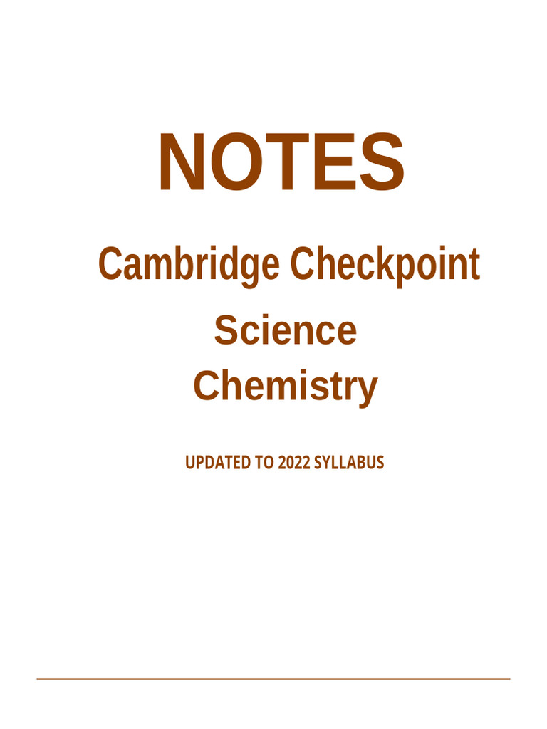 Checkpoint Science Chemistry Notes | PDF | Chemical Compounds ...
