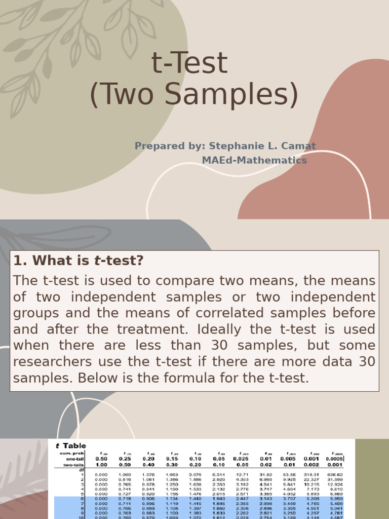 t-Test-two-samples | PDF | Student's T Test | Statistical Hypothesis ...