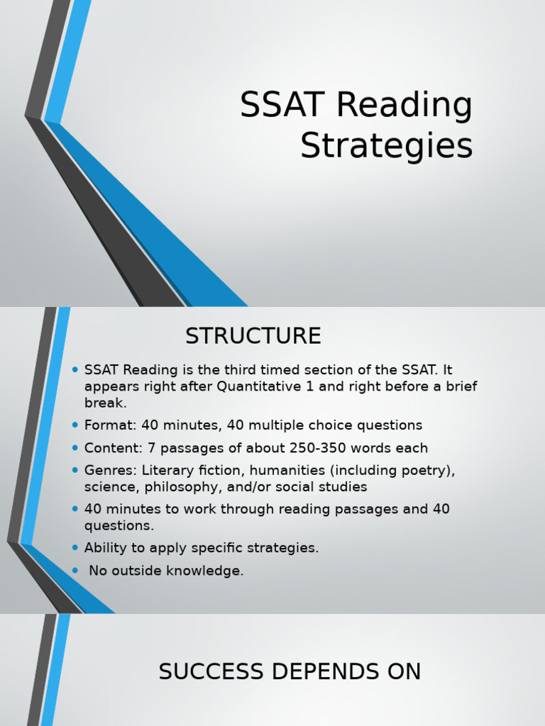 Ssat Reading Strategies | PDF | Cognitive Science | Cognition