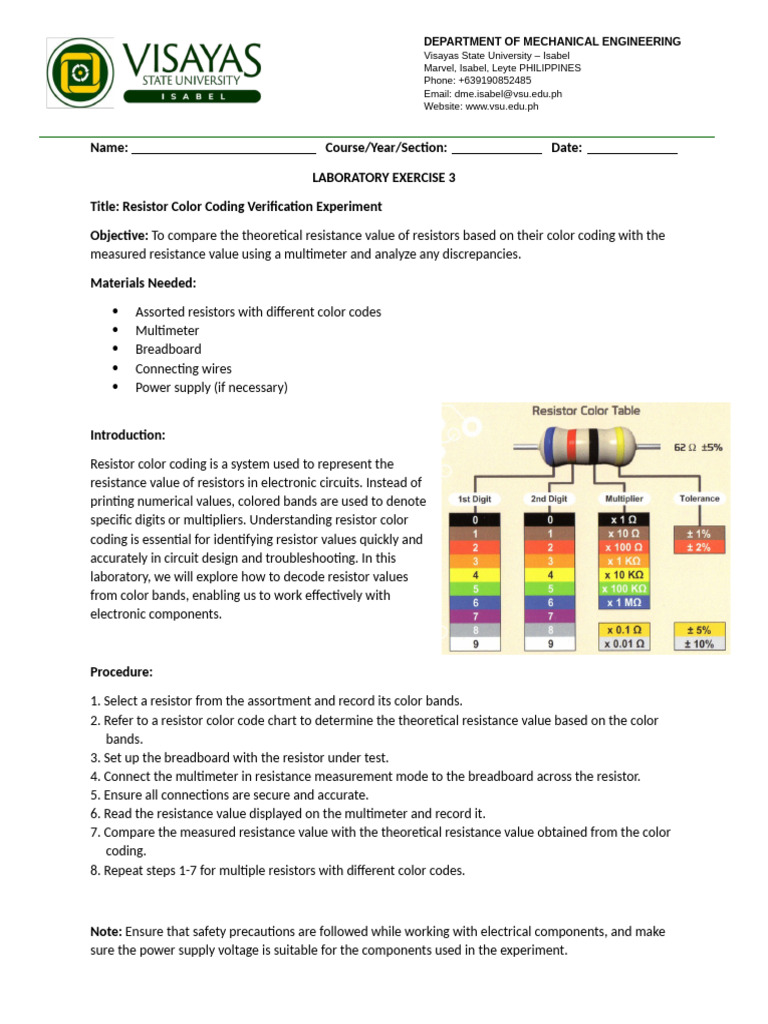 Laboratory-Exercise-3 | PDF | Resistor | Electrical Resistance And ...