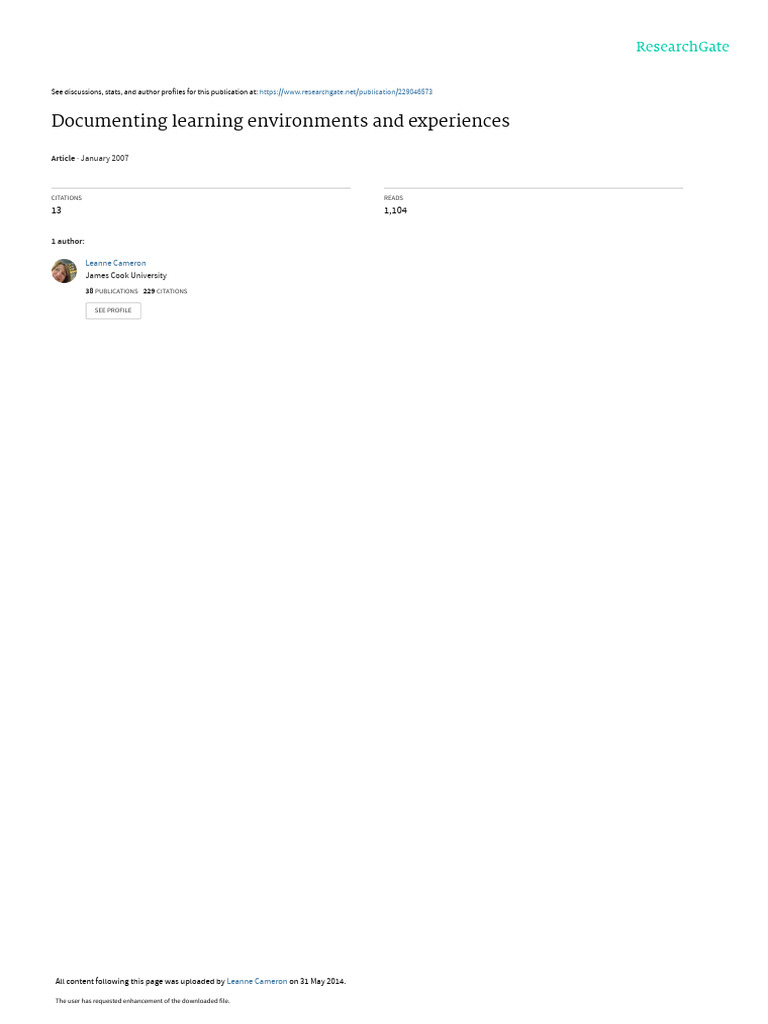 Documenting Learning Environments and Experiences | PDF | Instructional ...