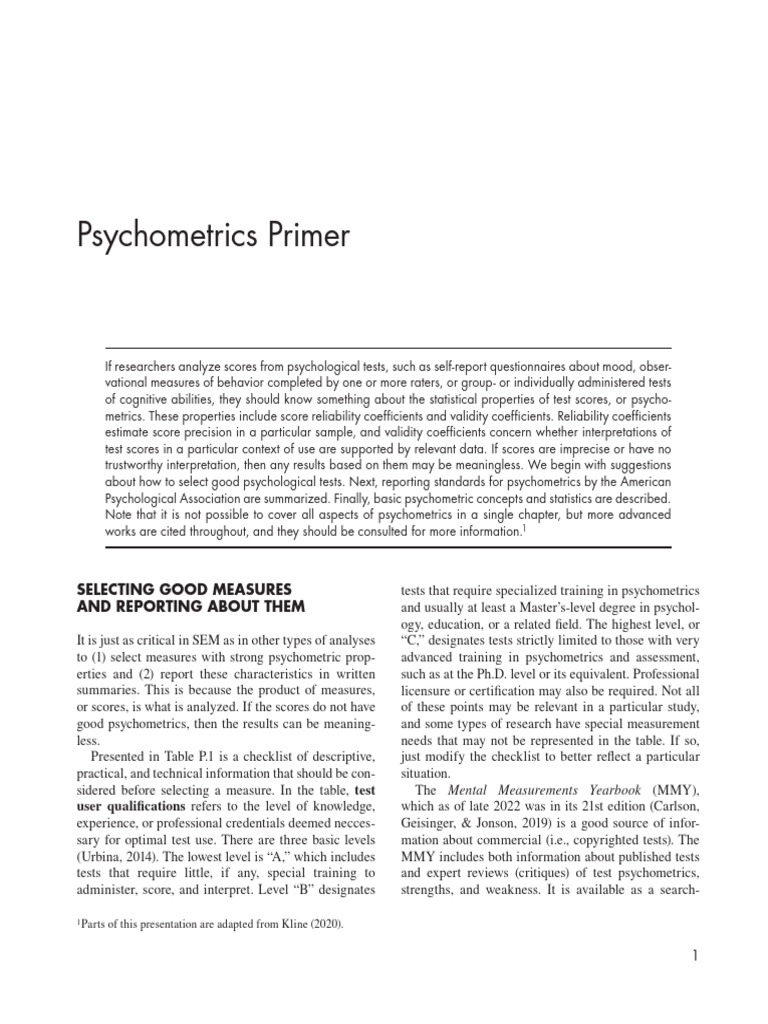 Psychometrics Primer 03 | PDF | Psychometrics | Likert Scale