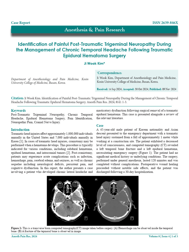 Identification of Painful Posttraumatic Trigeminal Neuropathy During ...