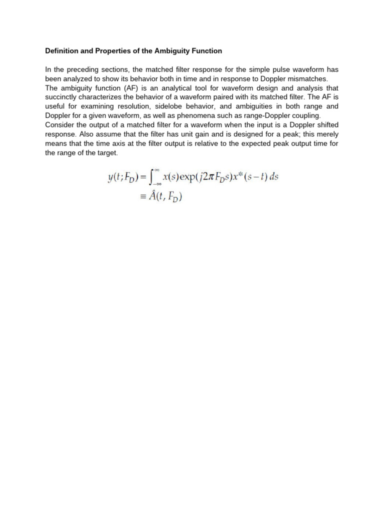 The Ambiguity Function | PDF