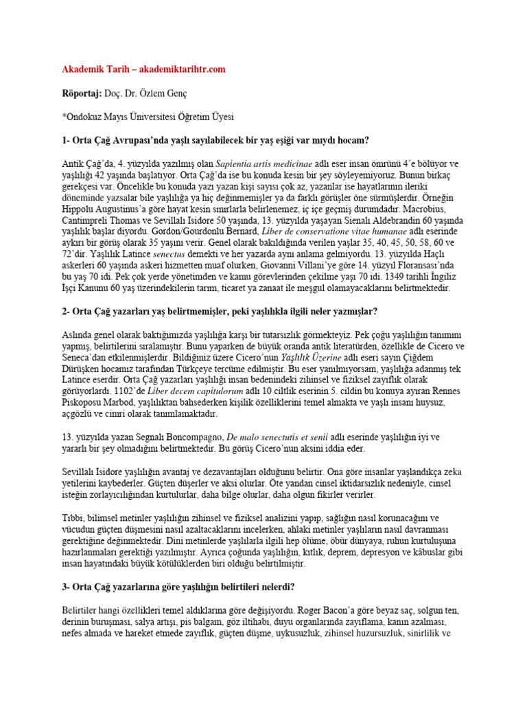 Orta Cag Avrupasinda Yaslilik | PDF